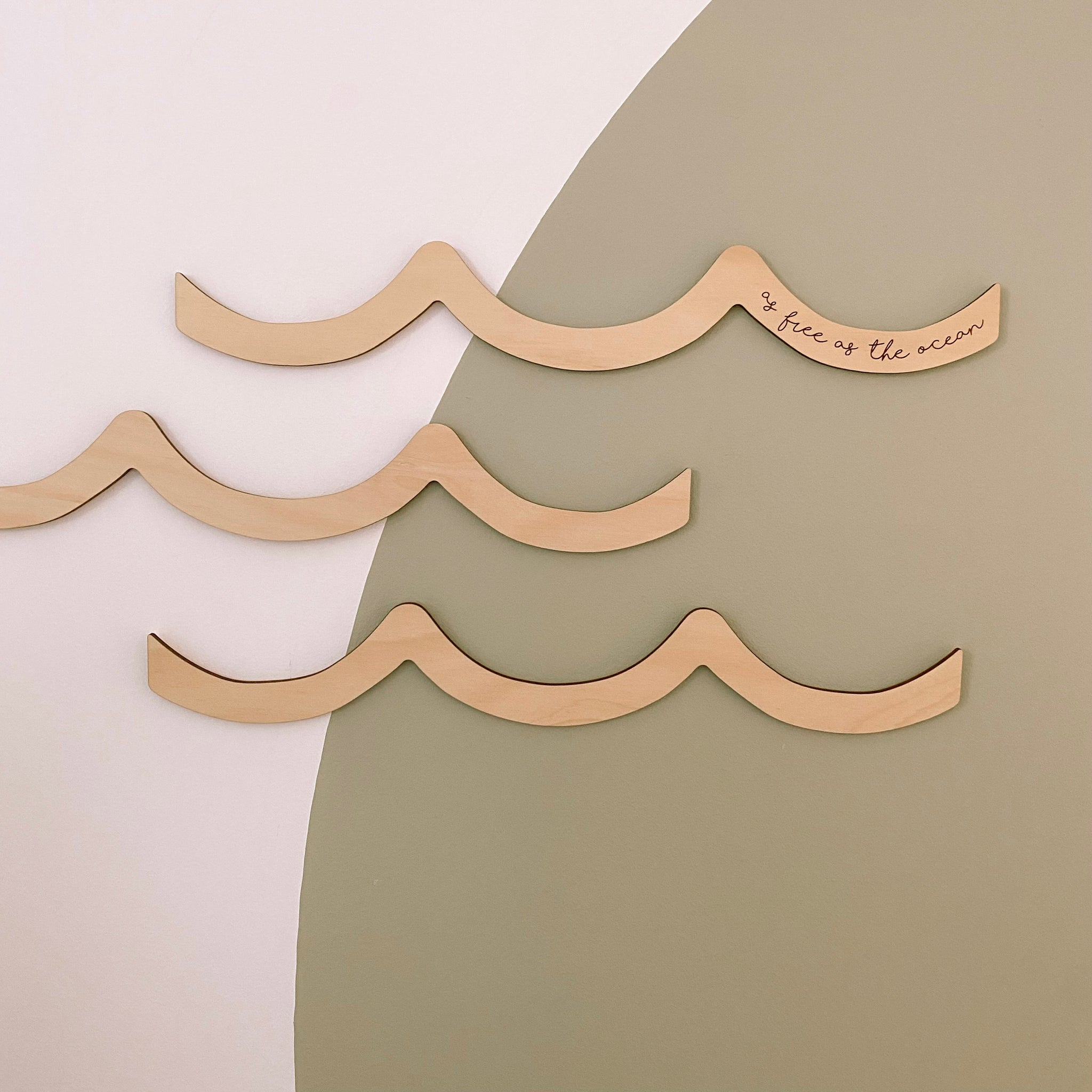 As free as the ocean timber wall waves set of 3 – Hello Saturday Kids Decor