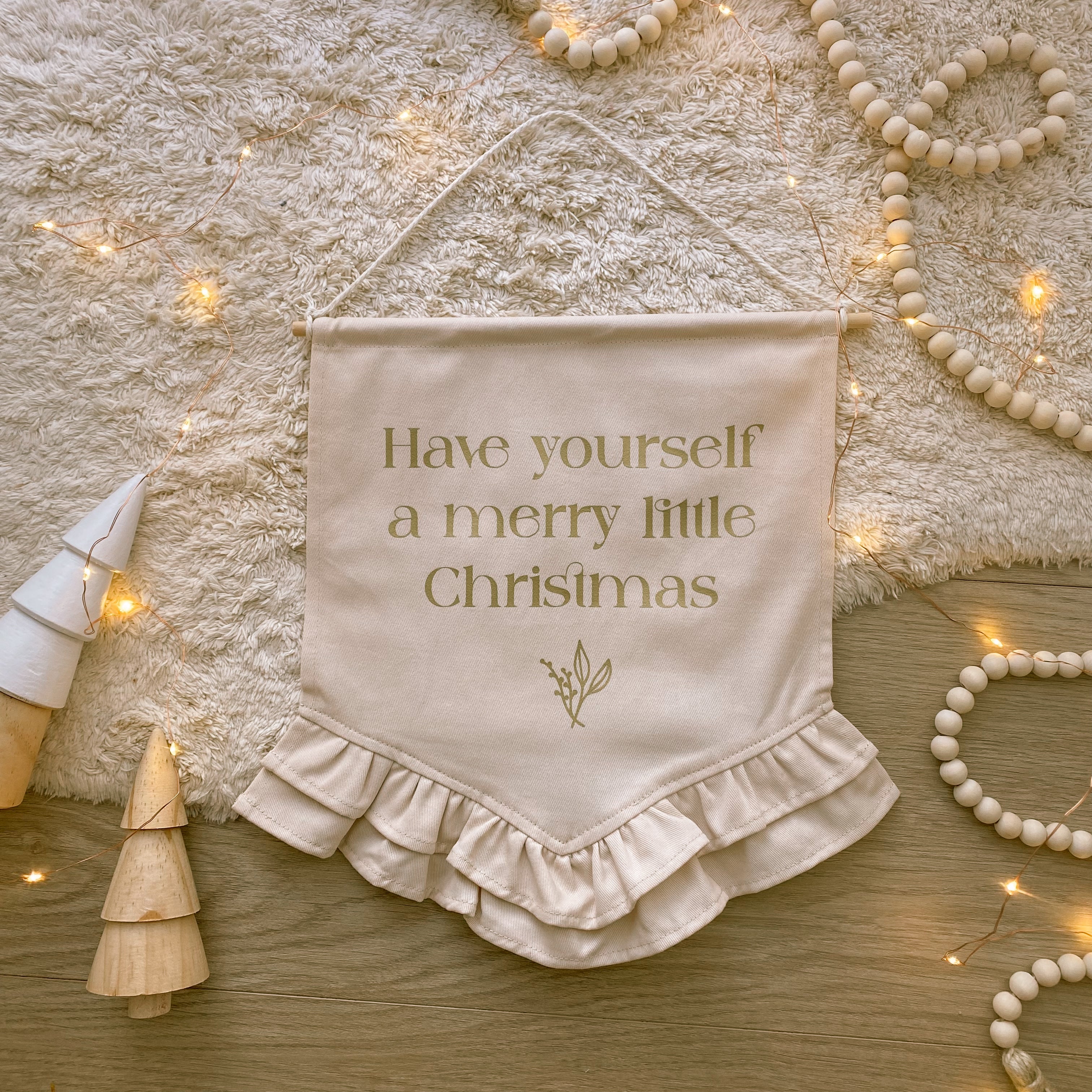 Merry little Christmas frill hanging banner ~ Warm sand – Hello ...